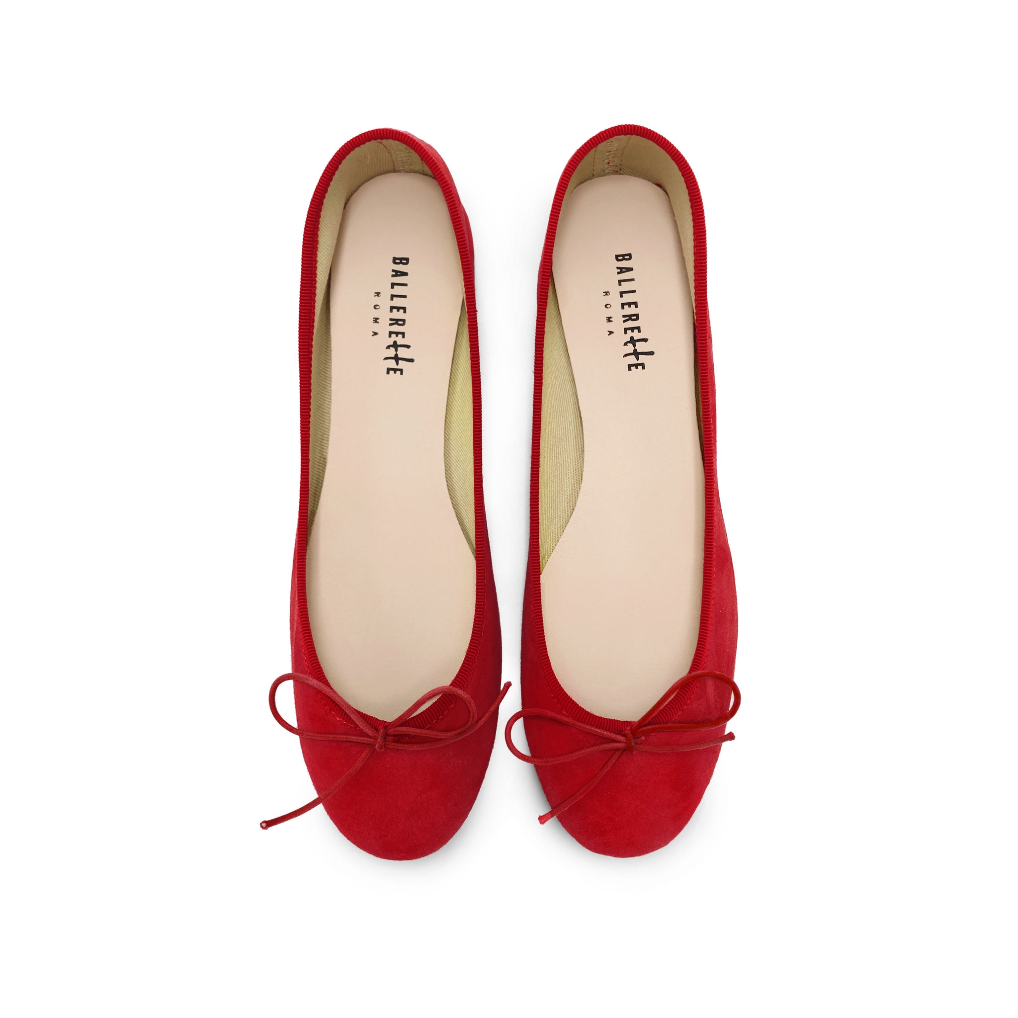 Red suede ballet flats