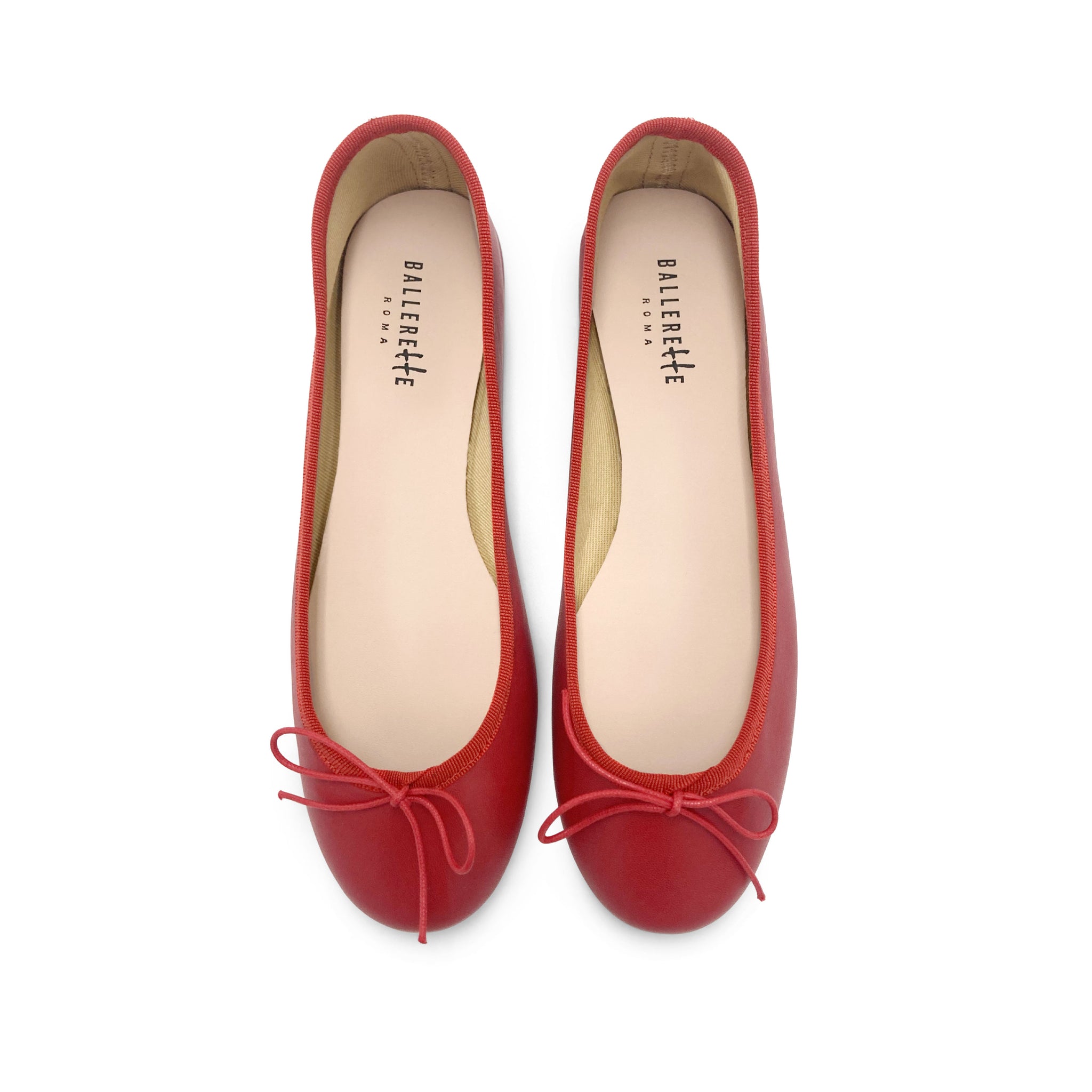 Red leather ballet flats