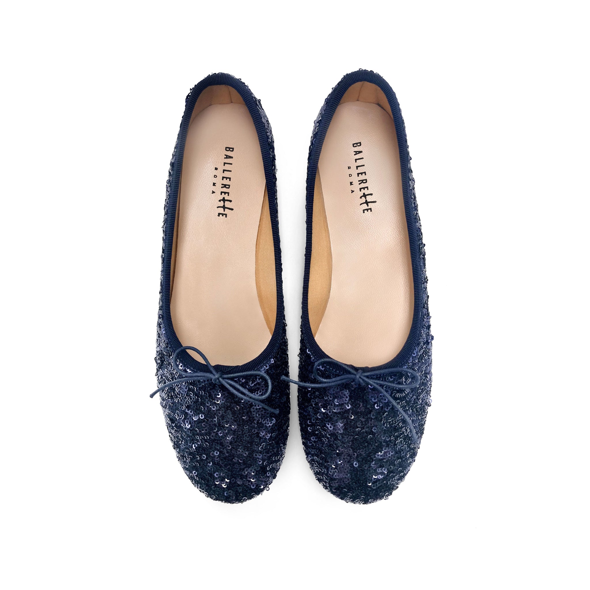 Blue sequin high-vamp ballet flats