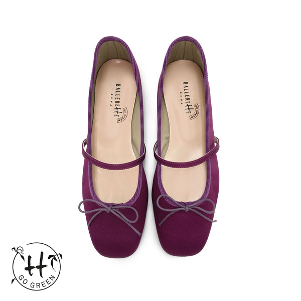 TT Go Green collection fuchsia satin Mary Jane ballet flats in eco fab